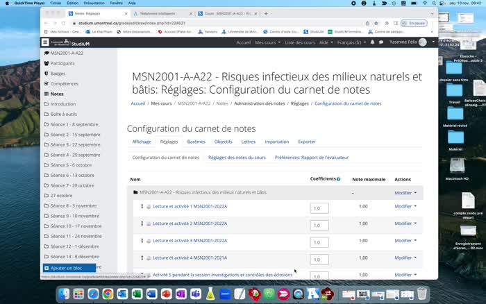 Afficher le carnet de notes - MSN2001A22
