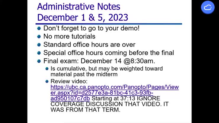 SWNG 122 - CPSC 304 101 - 2023W1 - Live on 12/5/2023 (Tue)