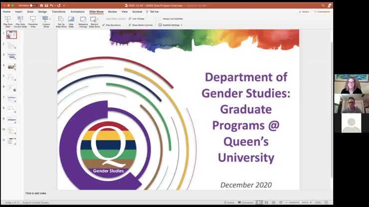 Gender Studies Graduate Program Webinar