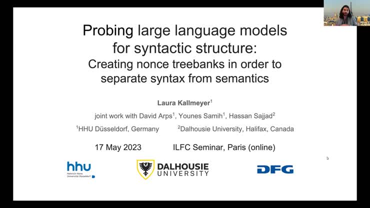 Laura Kallmeyer - Probing large language models for syntactic structure: Creating nonce ...
