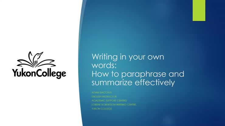 Writing in Your Own Words: Paraphrasing