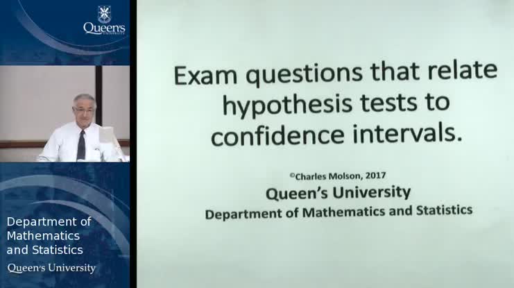 Exam Question Review -- confidence intervals and hypothesis tests