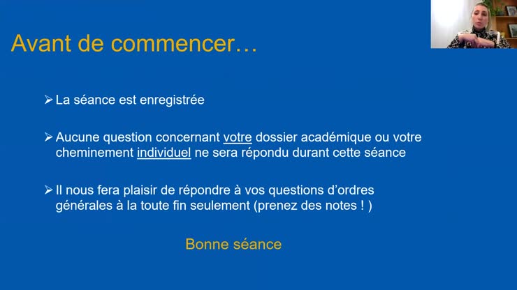 Séance d'accueil Premier cycle - H2024