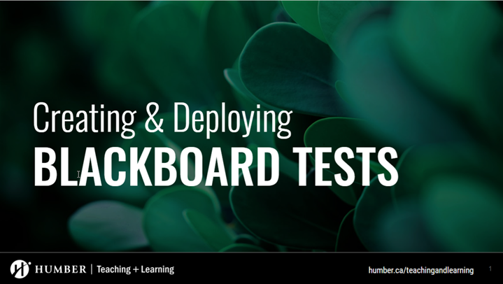 Creating & Deploying Blackboard Tests (45 min)