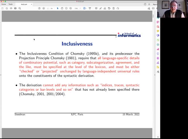 Mark Steedman - Projecting Dependency: CCG and Minimalism (ILFC Seminar)