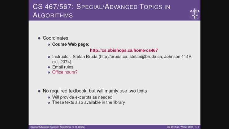 CS467/567 - Winter 2025 on 1/8/2025 (Wed)