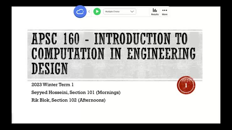 LIFE 2201 - APSC 160 102 - 2023W1 on 9/7/2023 (Thu)