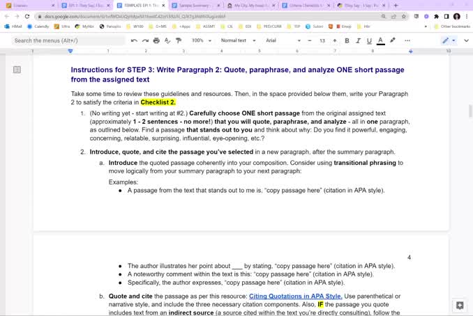 Video Guidelines for STEP 3: Paragraph 2