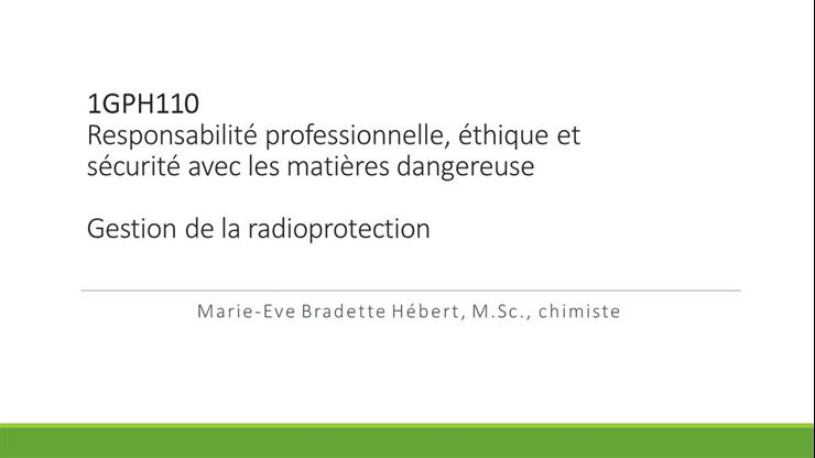 Gestion de la radioprotection
