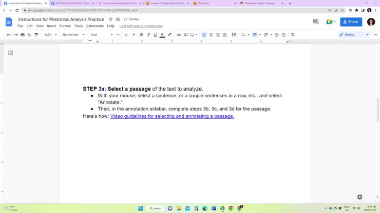 Selecting and Annotating a Passage