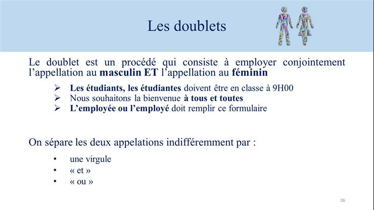 Capsule 5 : Écriture inclusive - Les doublets