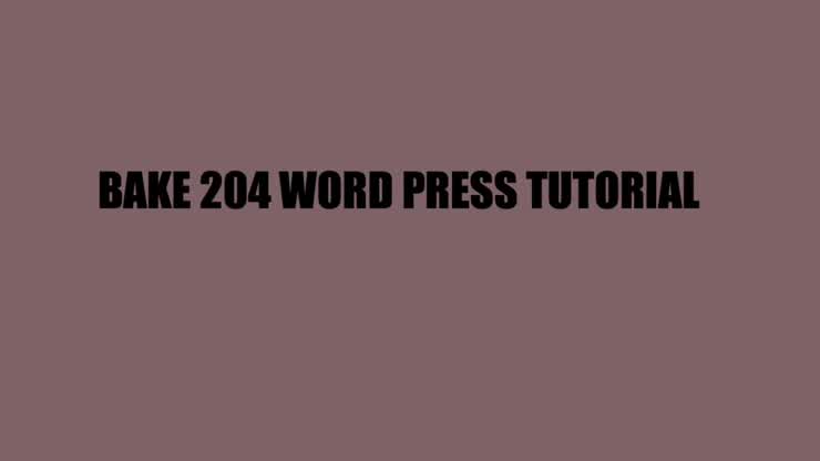 BAKE 204 Word Press Tutorial