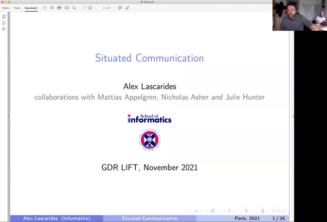 Alex Lascarides - Situated Communication (ILFC seminar)